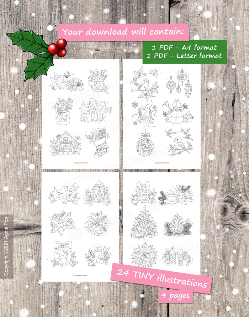 Delightful Christmas Colouring Page Set for Adults. TINIES | Etsy