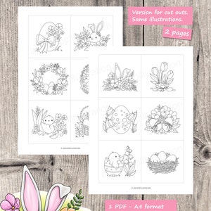 Easter Tiny Illustrations to Colour for Adults. 12 Tinies. Printable ...