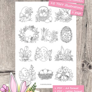 Easter Tiny Illustrations to Colour for Adults. 12 Tinies. Printable ...