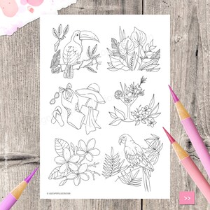 Tropical Summer Tiny Illustrations to Colour for Adults. Underwater ...