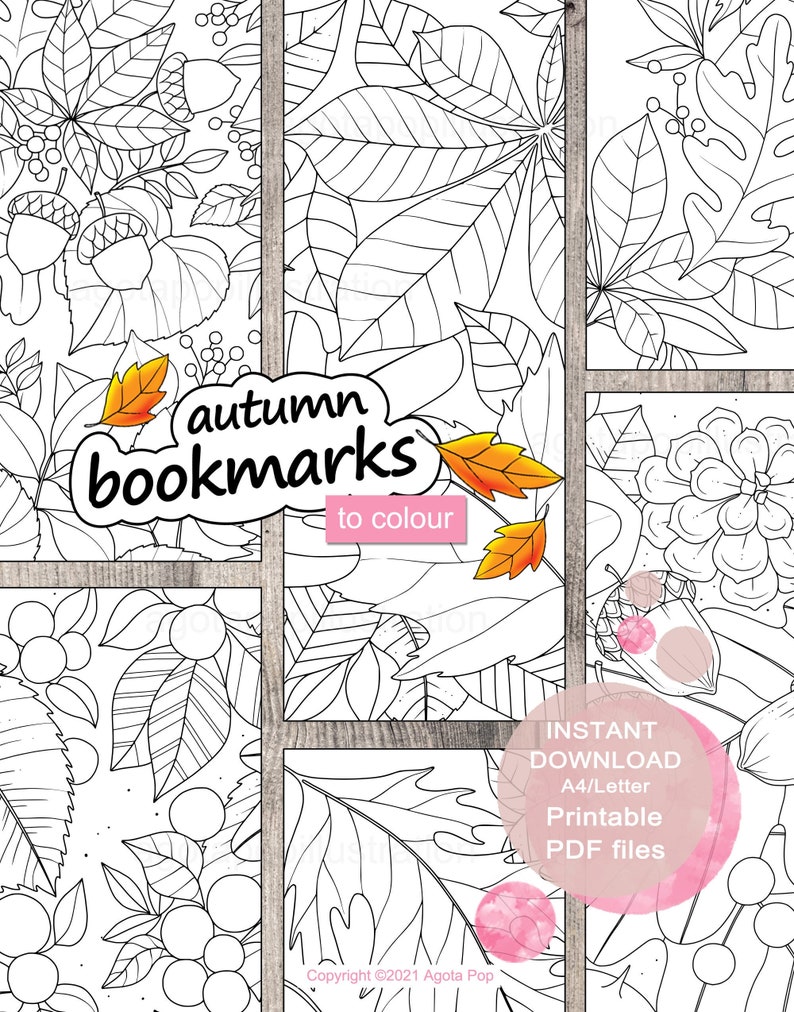 Autumn Leaf Bookmarks to Color: Printable PDF (instant Download) - Etsy