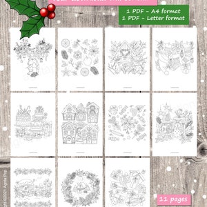 Delightful Christmas Colouring Page Set for Adults. TINIES INCLUDED ...