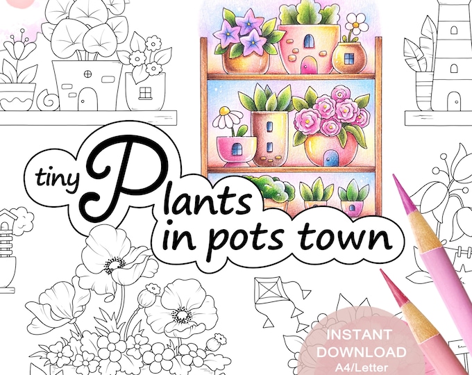 Tiny Houses Colouring Page Set for Adults. 23 Tiny Illustrations ...