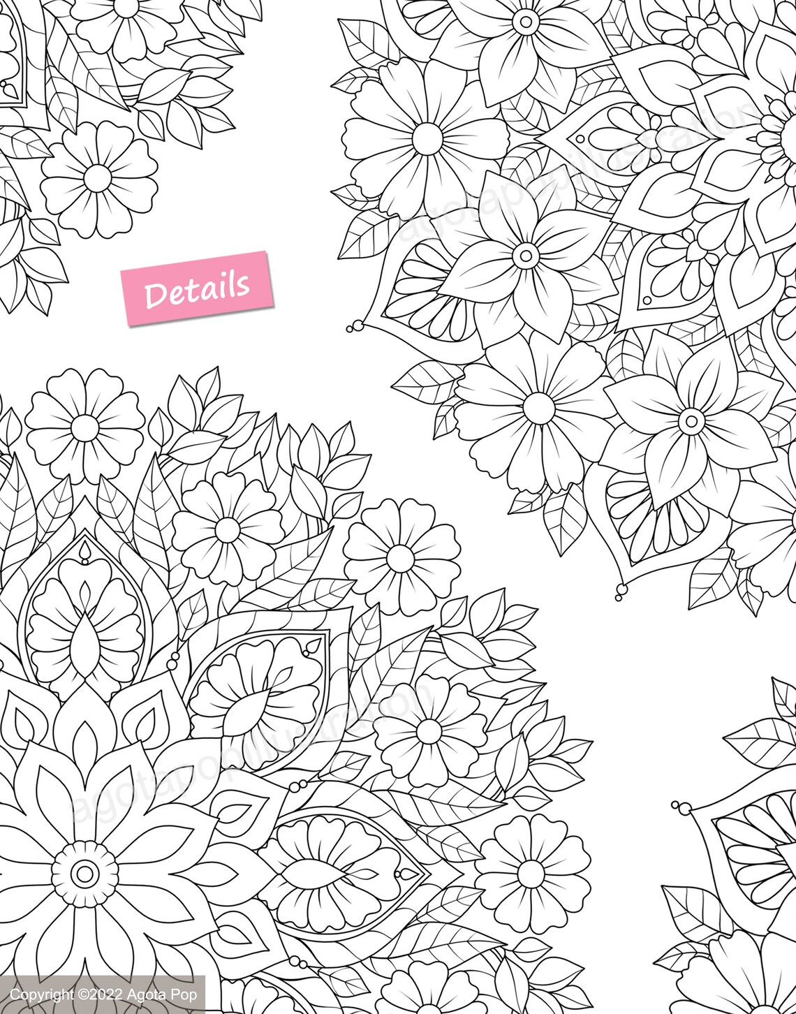 Floral Mandala Colouring Pages for Adults. Set of 3. Printable - Etsy