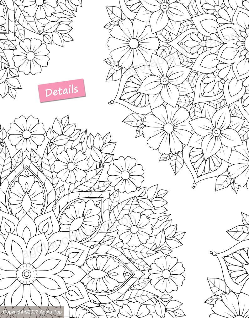 Floral Mandala Colouring Pages for Adults. Set of 3. Printable PDF ...