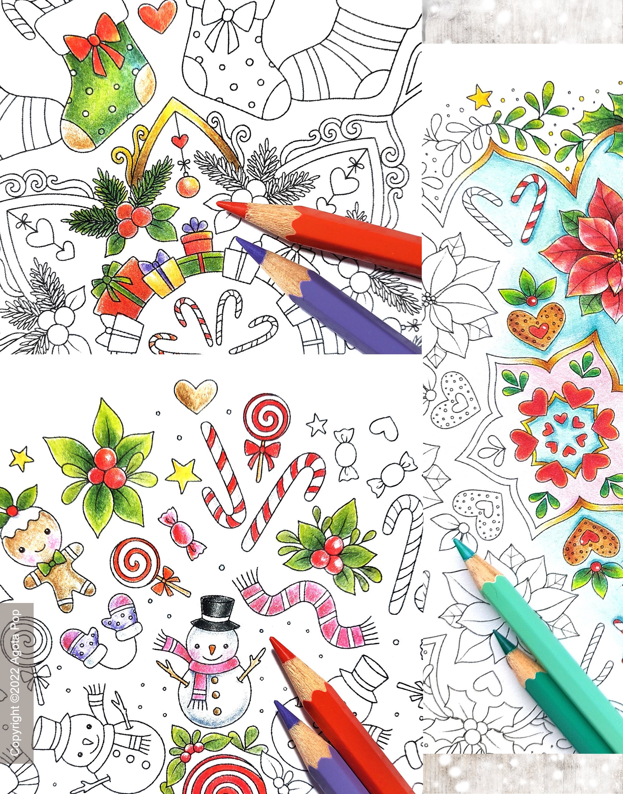 Christmas Mandala Colouring Pages for Adults. Set of 3. Printable PDF ...