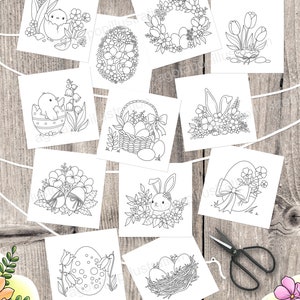 Easter Tiny Illustrations to Colour for Adults. 12 Tinies. Printable ...