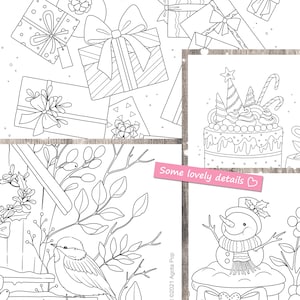Delightful Christmas Colouring Page Set for Adults. TINIES INCLUDED ...