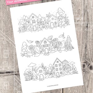 Tiny Houses Colouring Page Set for Adults. 23 Tiny Illustrations ...