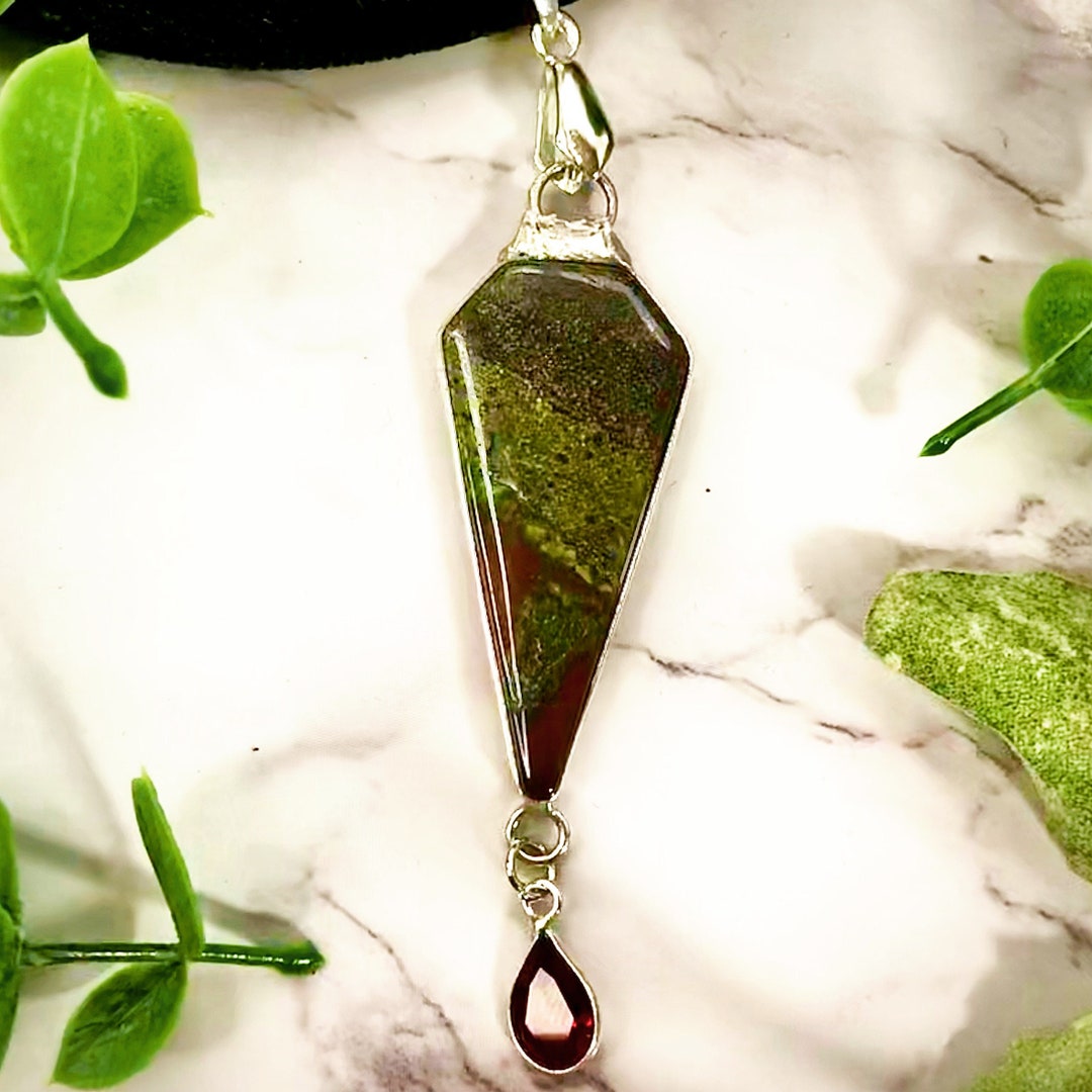 925 Sterling Silver Dragon’s Blood Stone Bloodstone Crystal Coffin ...