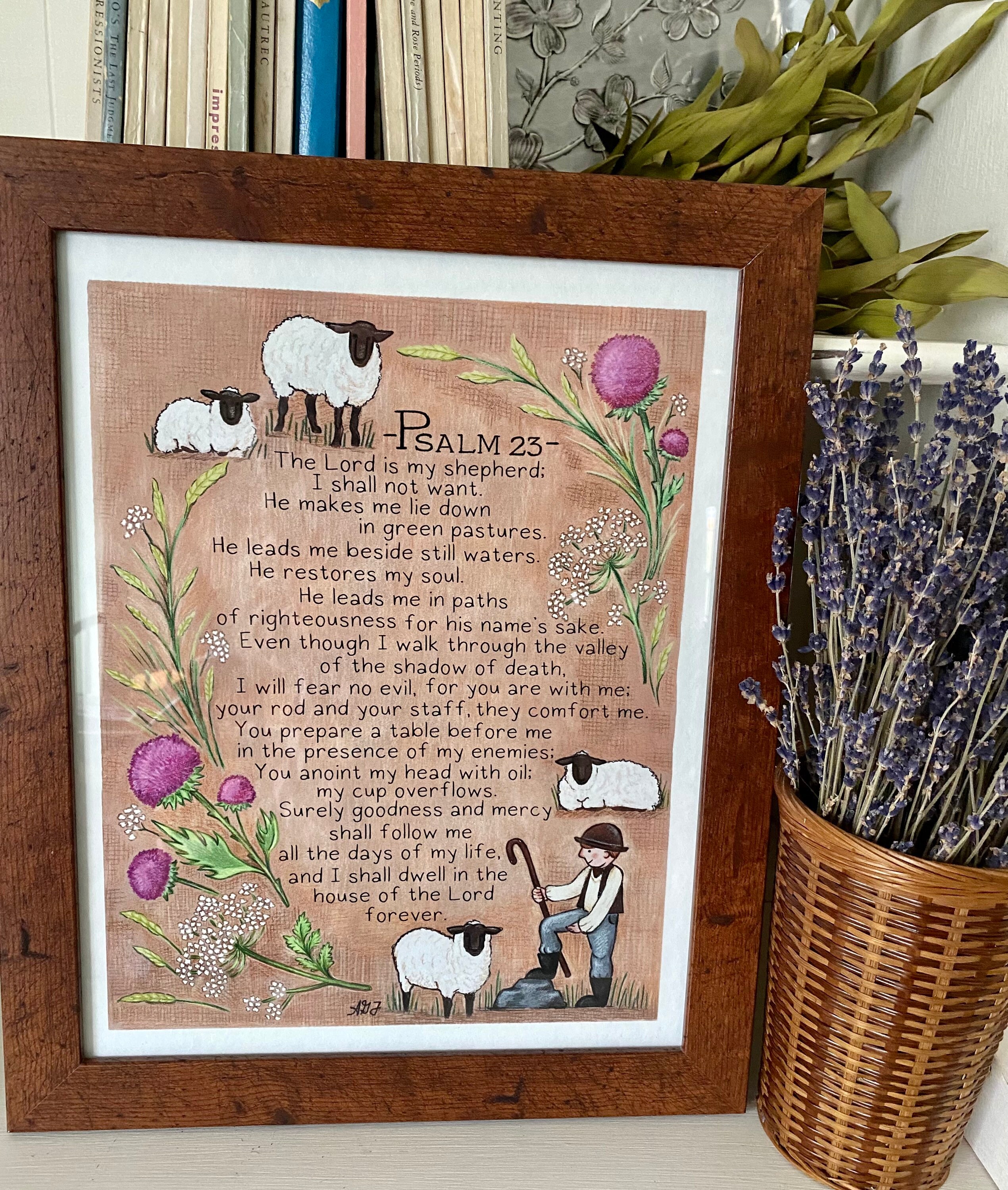Psalm 23 the Lord is My Shepherd Illustrated Scripture Print 8x10 11x14 ...