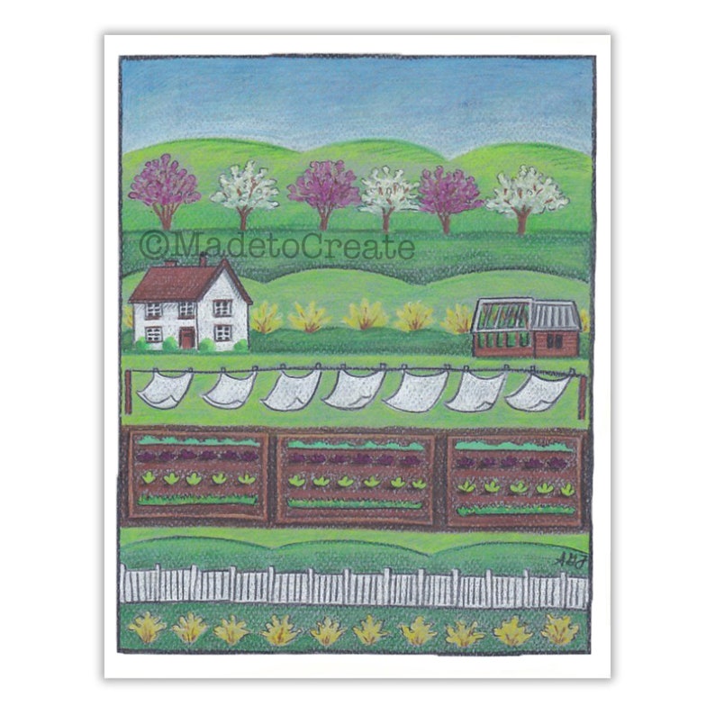 It's Spring! Folk Art Print Farmhouse Art Four Seasons 8x10 - Etsy