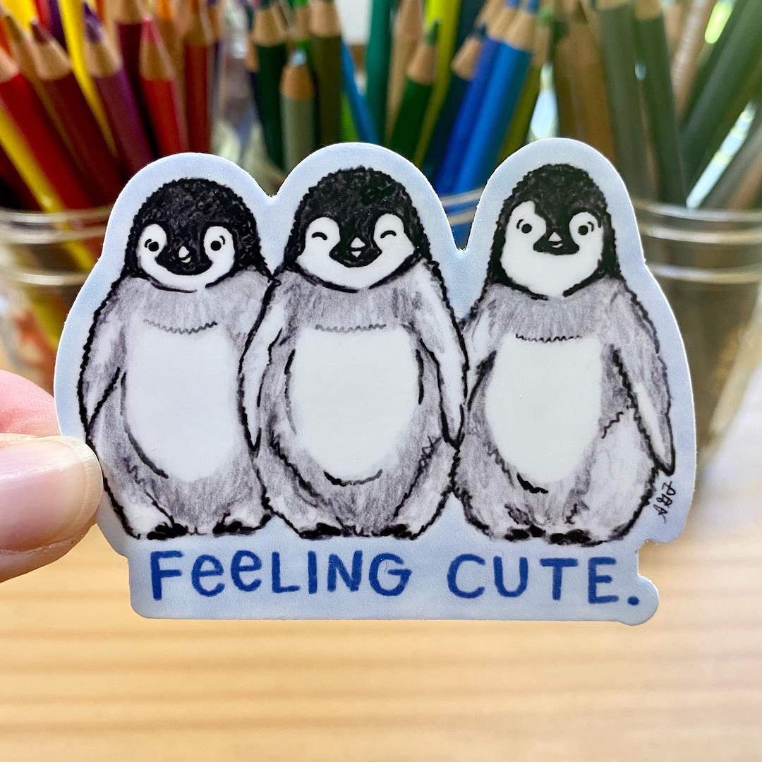 Feeling Cute Baby Penguins Waterbottle Sticker Laptop Sticker Journal ...