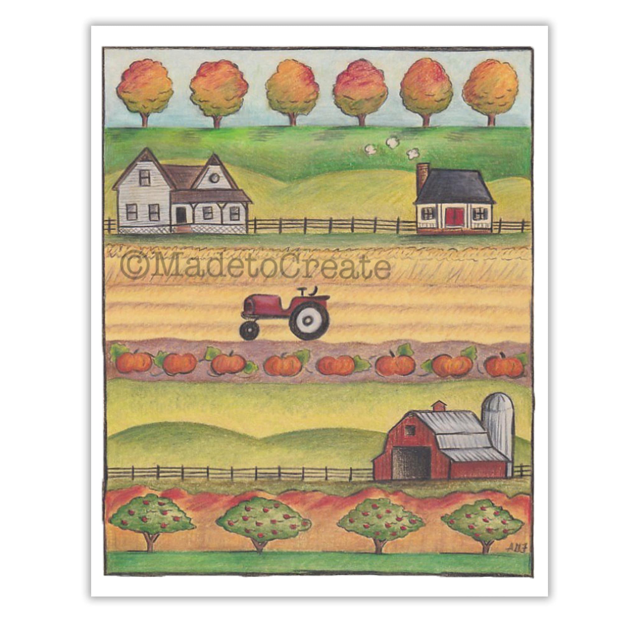 It's Fall! Folk Art Print Farmhouse Art Four Seasons 8x10 - Etsy