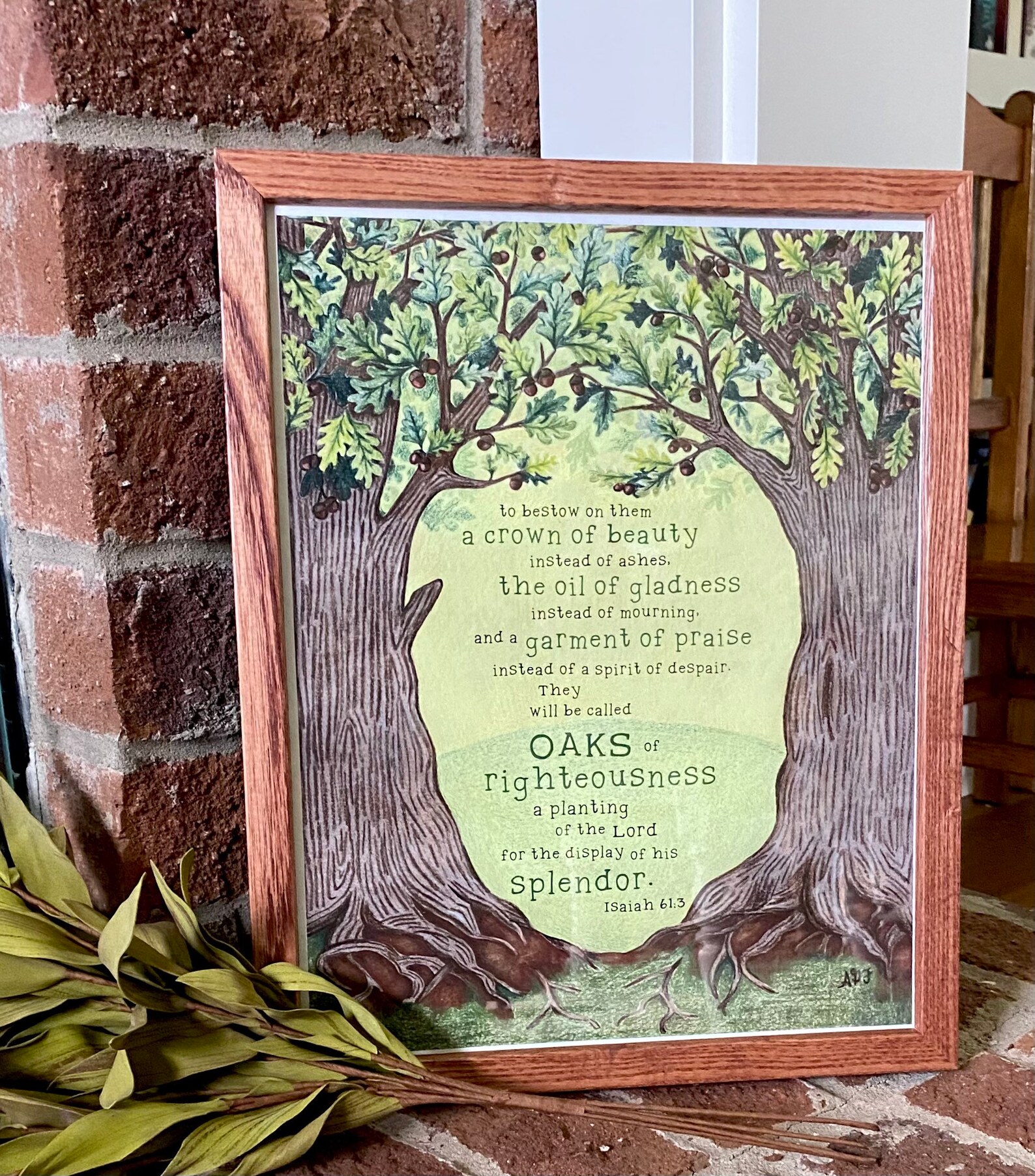 Isaiah 61:3 Oak Tree Scripture Illustration Print 8x10 11x14 - Etsy