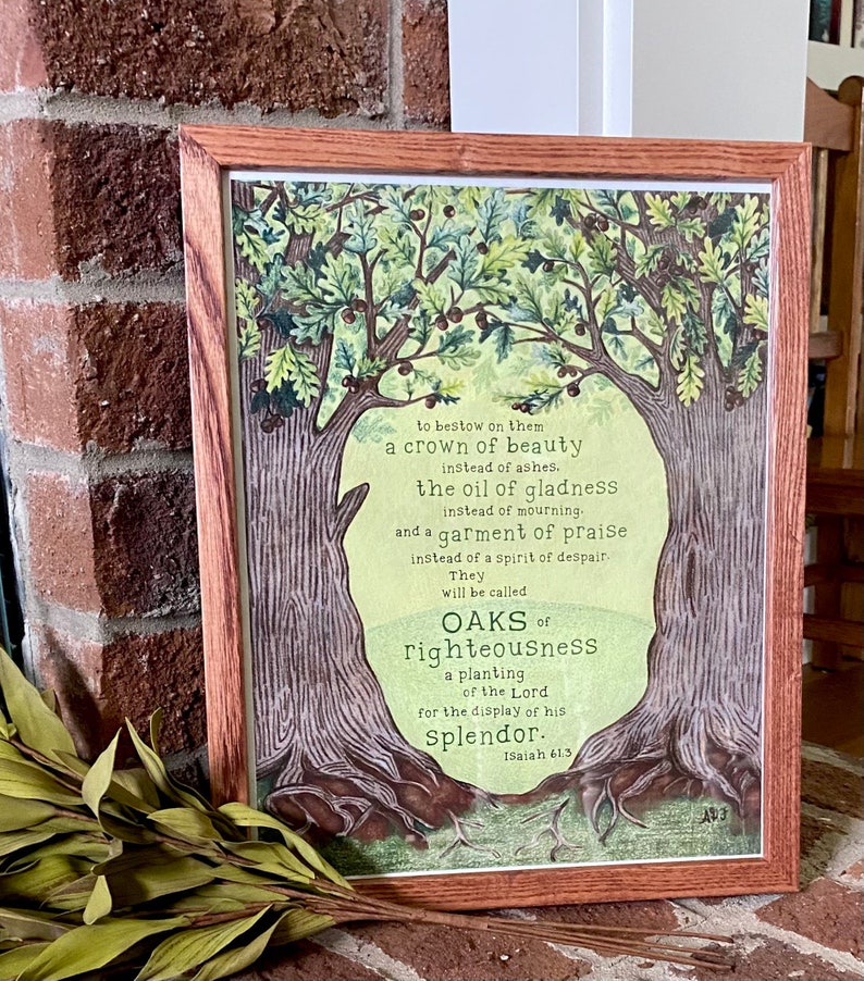 Isaiah 61:3 Oak Tree Scripture Illustration Print 8x10 11x14 - Etsy