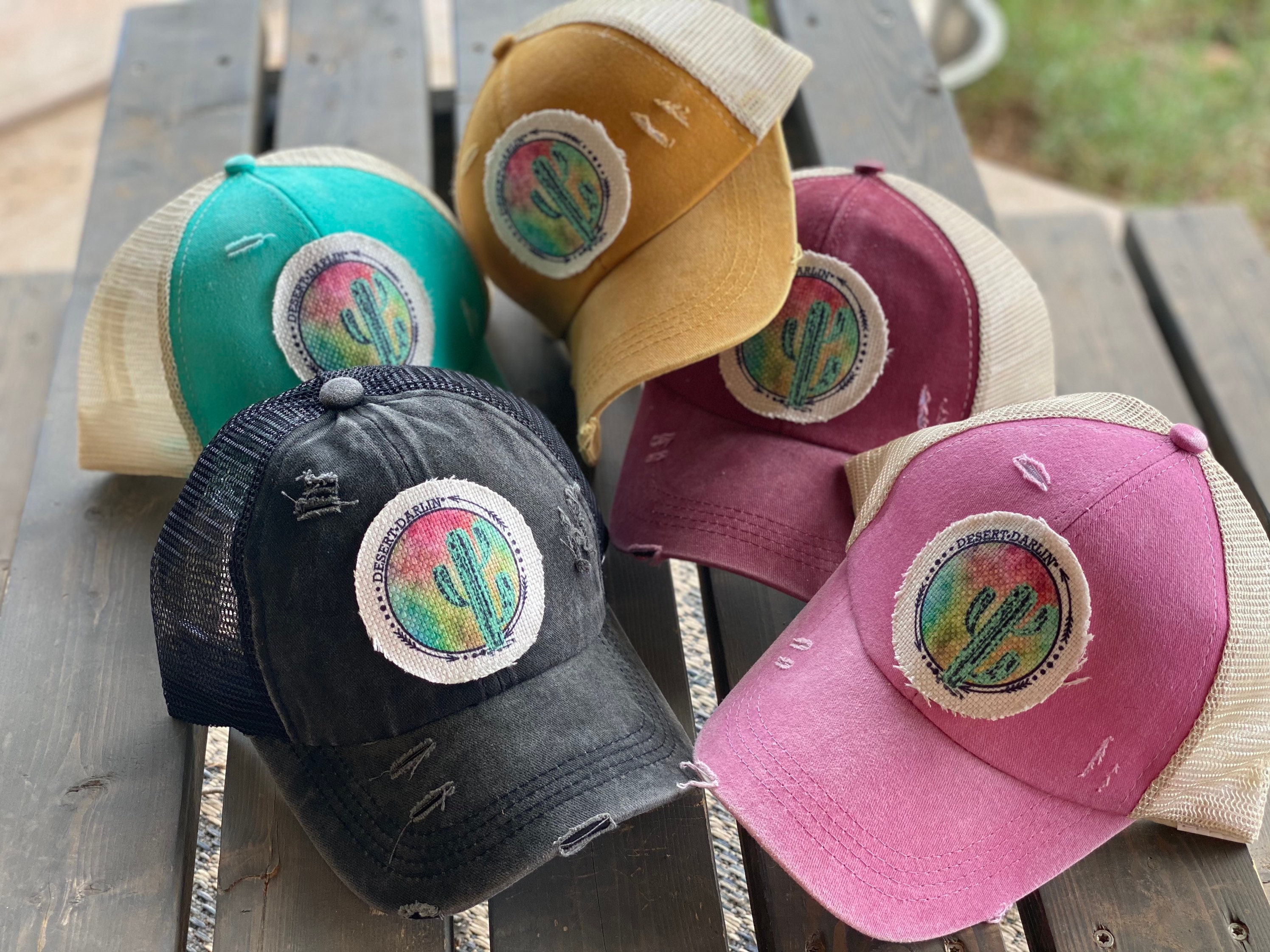 Desert Darlin Distressed Trucker Baseball Hat Cutout for | Etsy