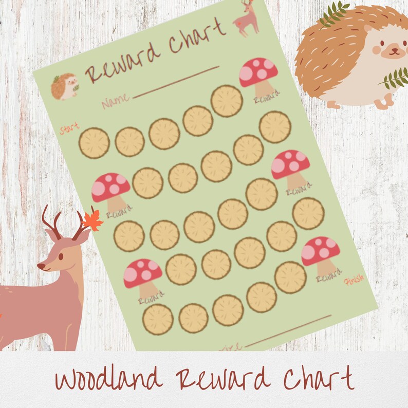 Printable Woodland Theme Reward Chart, Reward Chart, Toddler's Reward ...