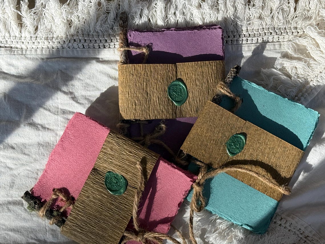 Plain Cover: Handmade Recycled Paper Journal With Natural Stick Binding ...