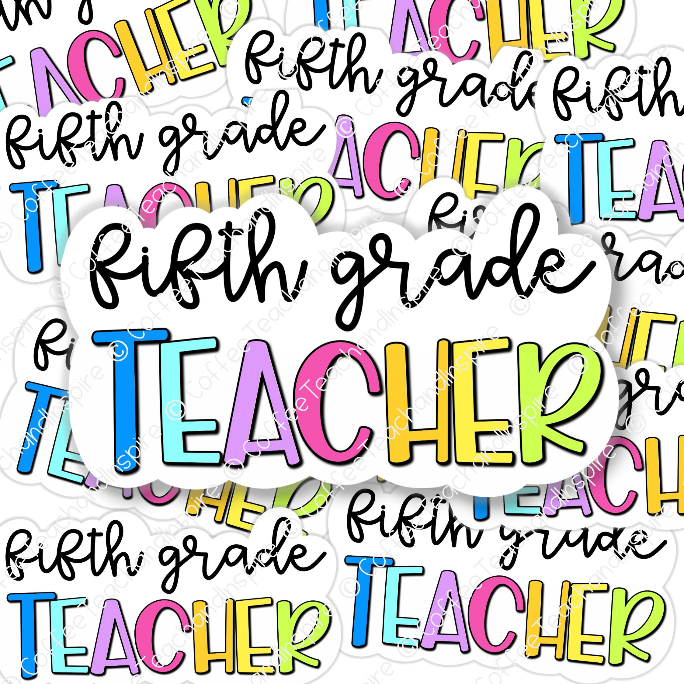 Fifth Grade Teacher Sticker Bright Rainbow | Etsy