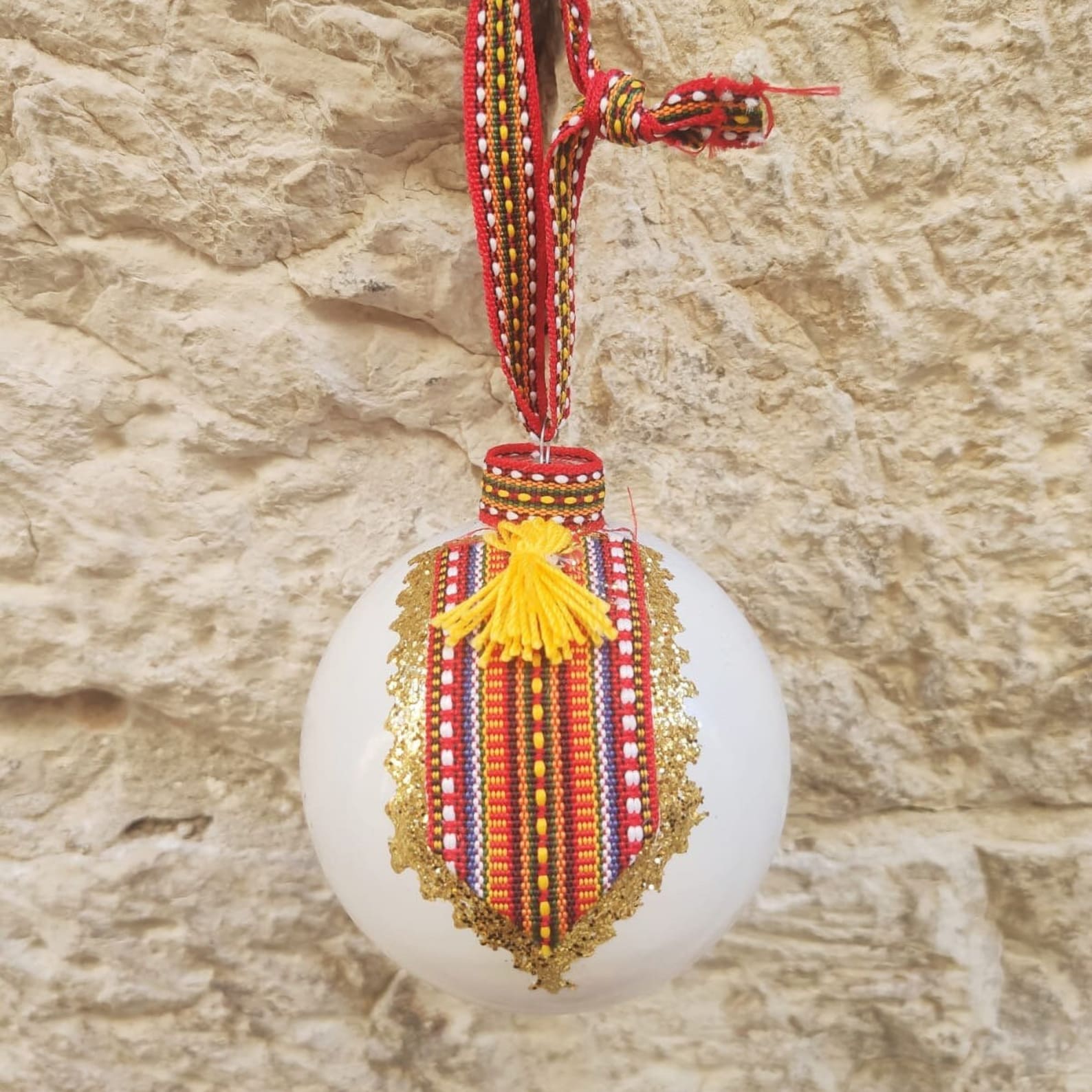 Traditional Croatian Handmade Glass Christmas Tree Ornament Bauble With ...