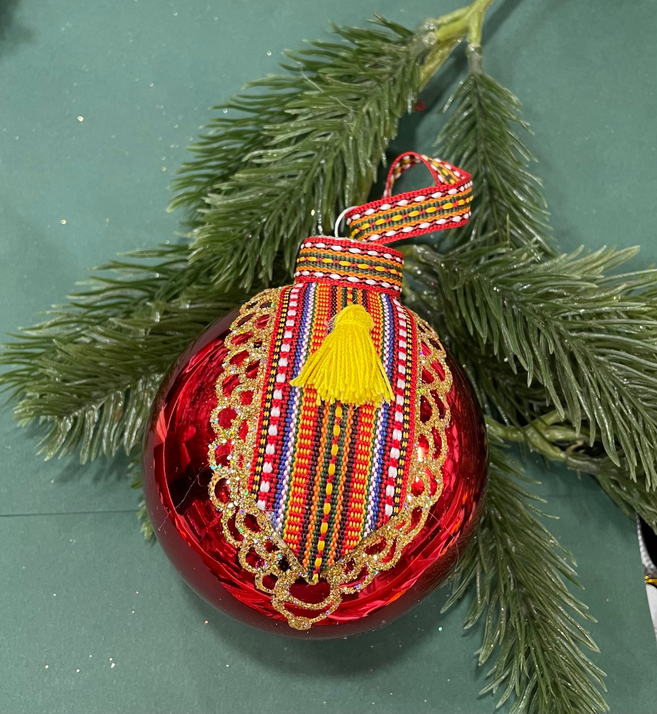 Traditional Croatian Handmade Glass Christmas Tree Ornament Bauble With ...