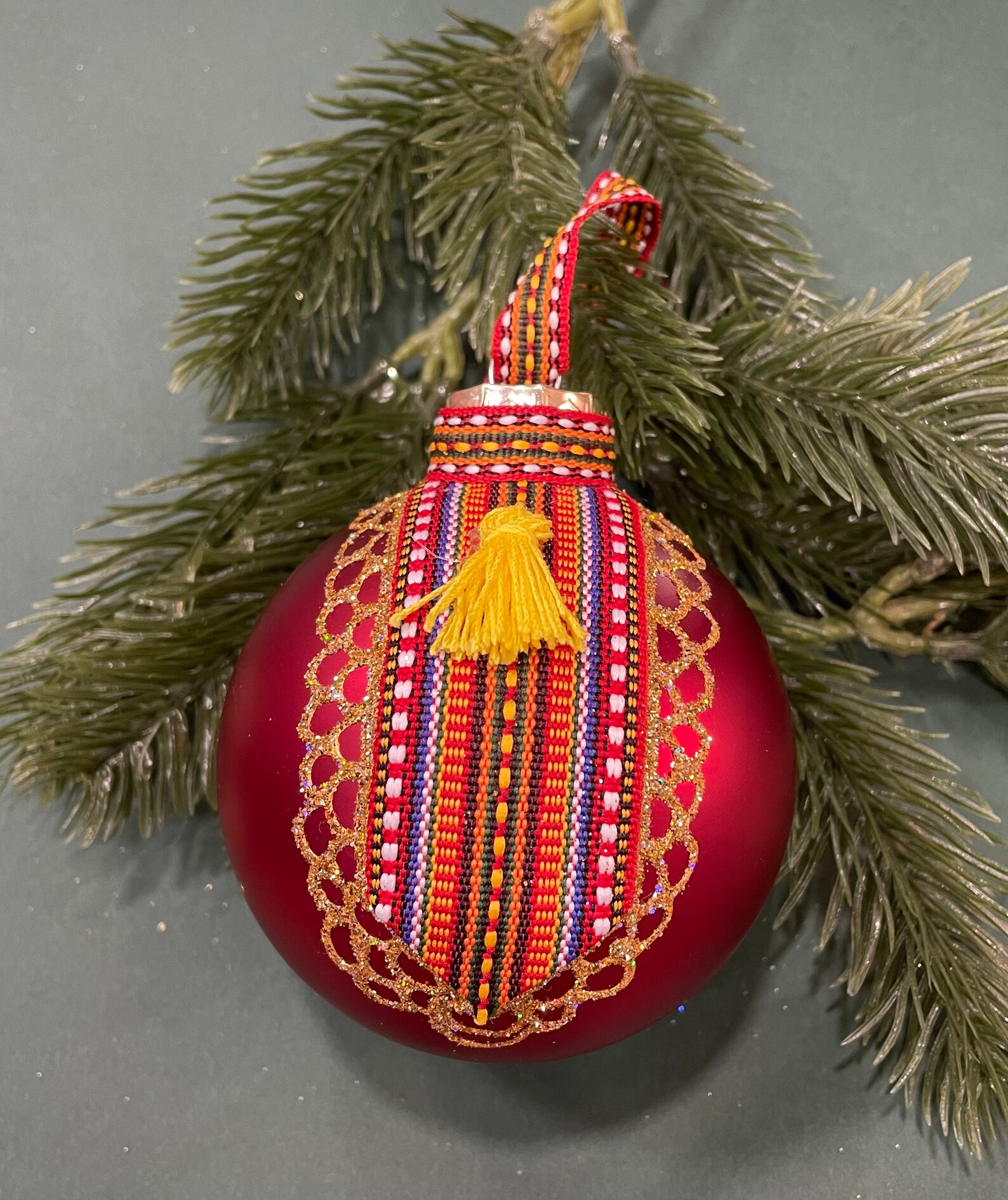 Traditional Croatian Handmade Glass Christmas Tree Ornament Bauble With ...
