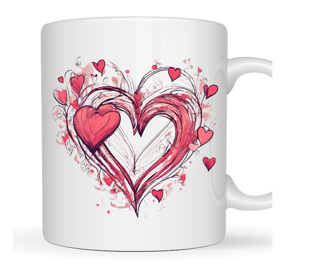 Hearts Love Ceramic Mug 12oz Mug Coffee and Candle Lovers - Etsy