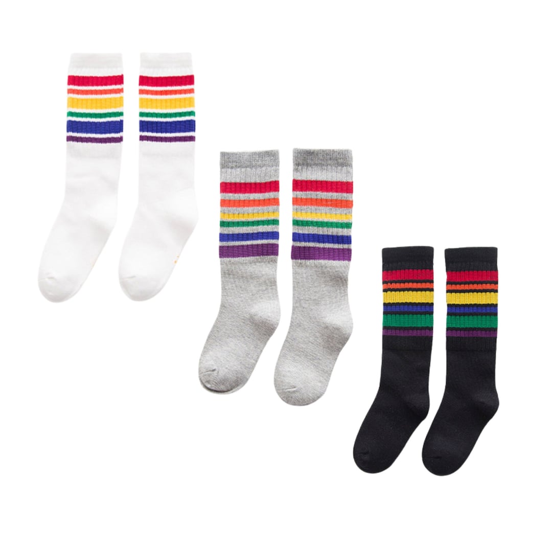 3pair Kids Retro Tube Socks, Retro Tube Socks, Rainbow Tube Socks ...