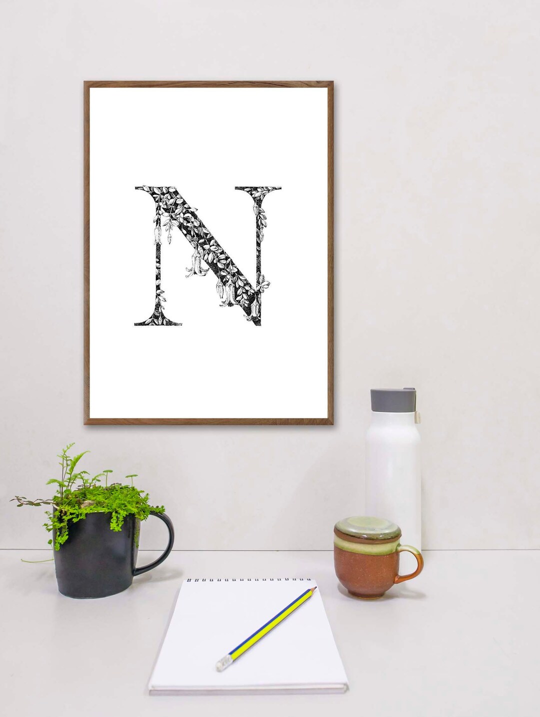 Printable Letter "n", Nursery Wall Art Print, Initial Printable Art ...