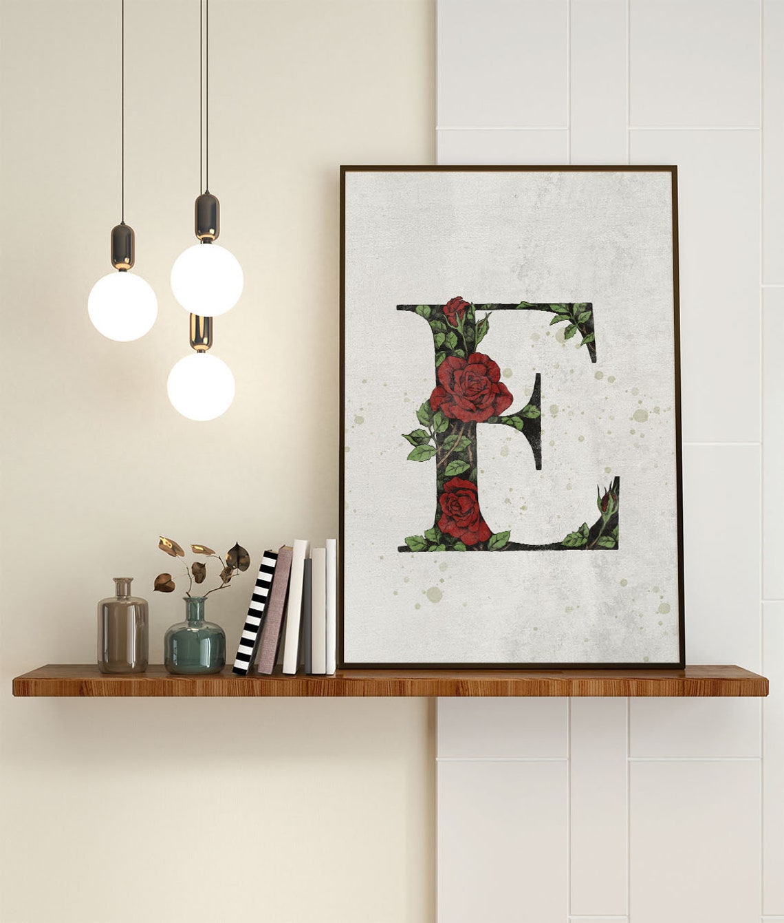 Printable Letter e Decorated With Red Roses Gift - Etsy