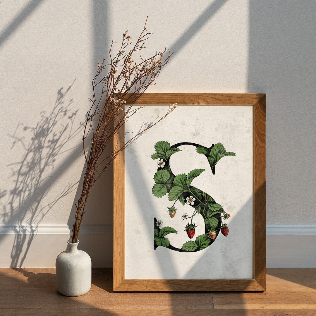 Printable Letter "s" Wall Decor With Strawberry, Gift for Who's Name ...