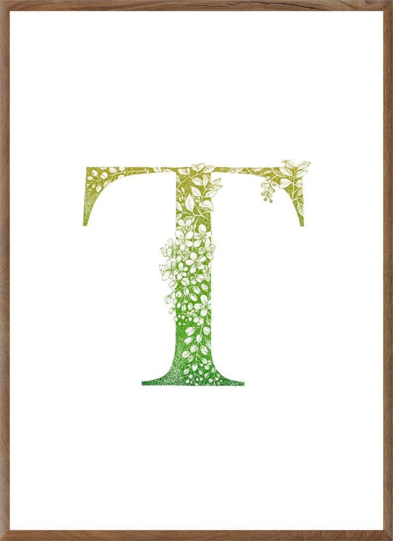 Printable Letter "t", Nursery Wall Art Print, Initial Printable Art ...