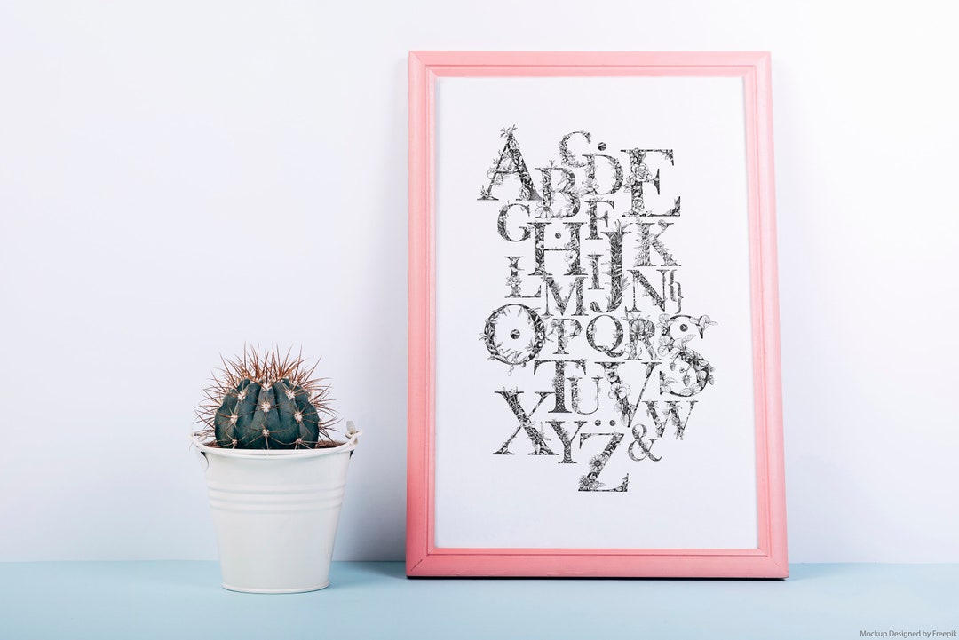 Full Aphabet Poster, Printable Alphabet, Monochrome Letter, Letter ...