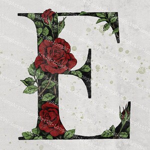Printable Letter "e" Decorated With Red Roses, Gift for Who's Name ...