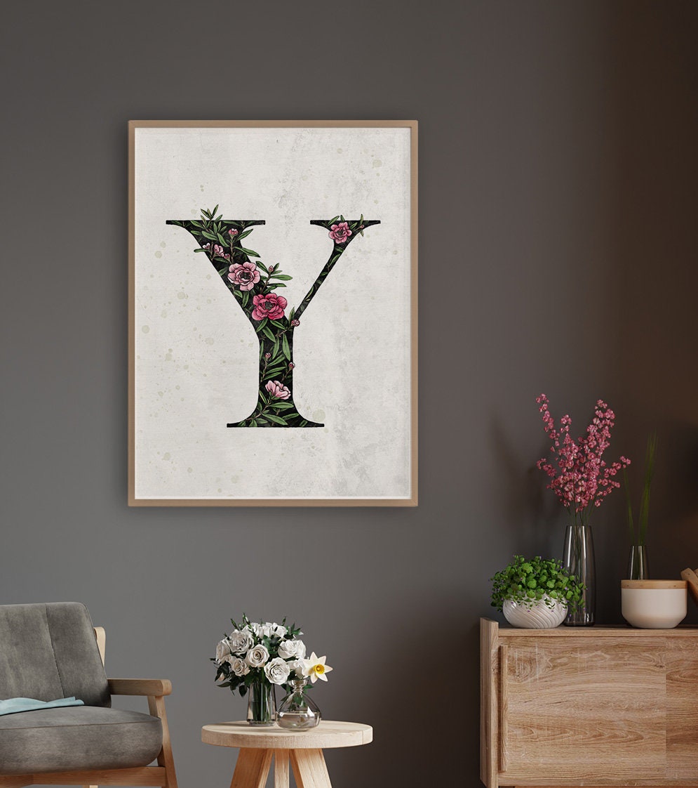 Printable Letter "y", Wall Decor With Flowers, Gift for Who's Name ...