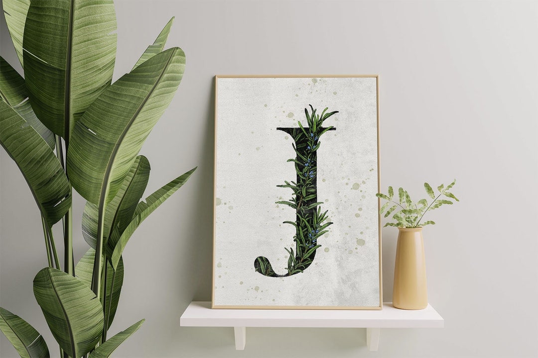 Printable Letter "j" Wall Decor With Rosemary, Gift for Who's Name ...