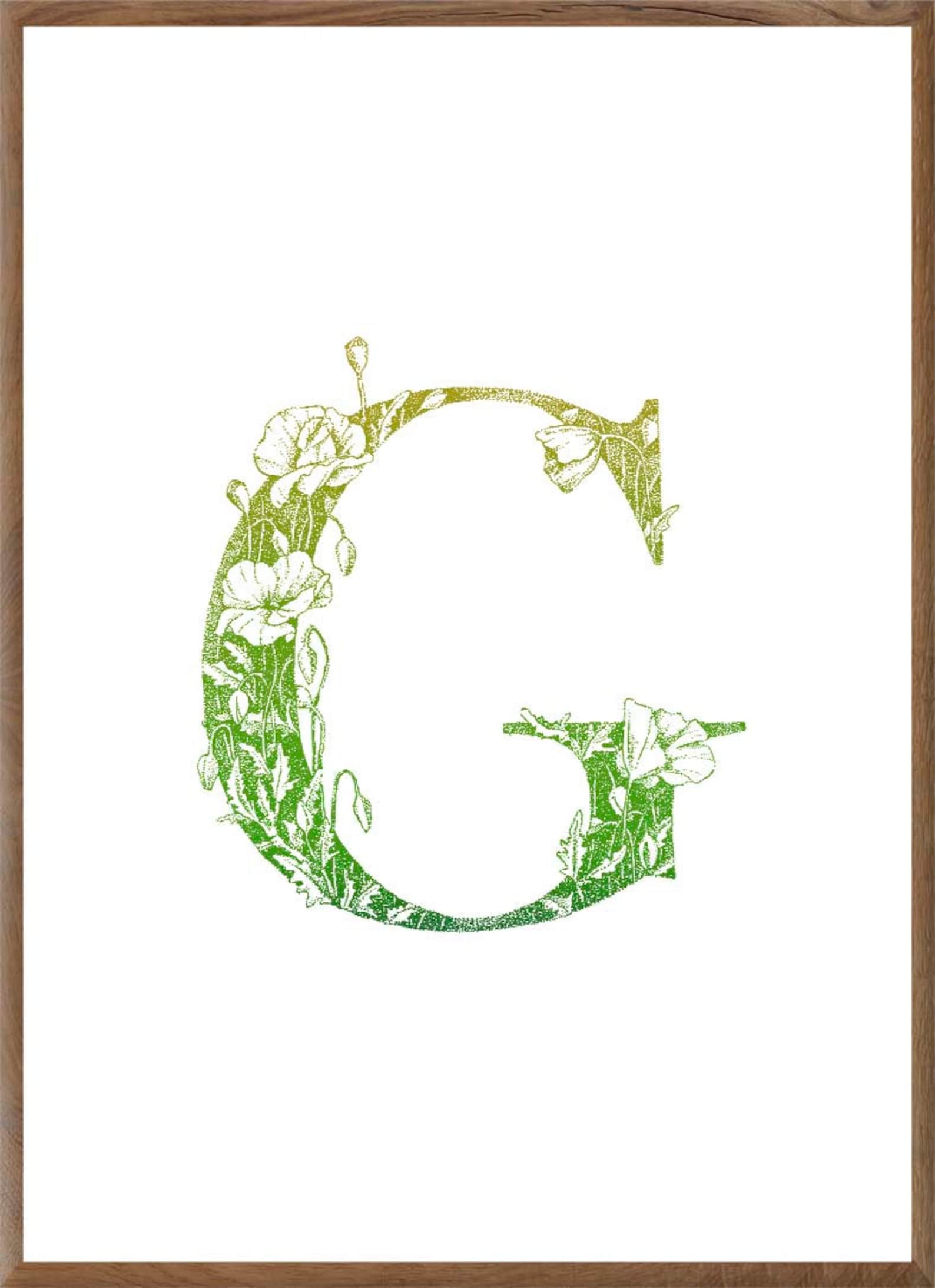 Printable Letter "g", Print Letter G Initial Alphabet Floral Art ...