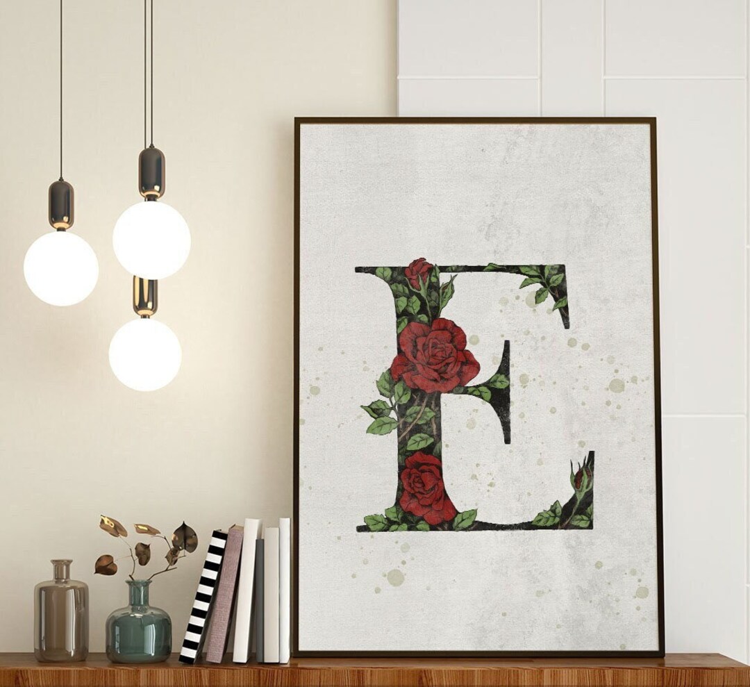 Printable Letter "e" Decorated With Red Roses, Gift for Who's Name ...