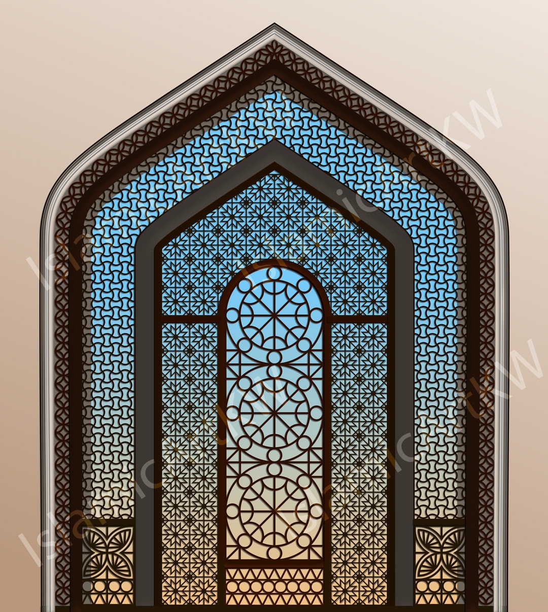 Islamic Decorated Door Vector Design, Islamic Art, Islamic Geometry ...