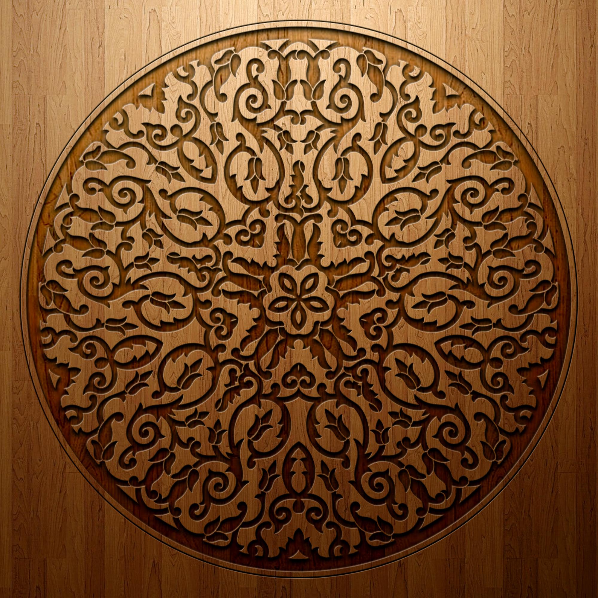 Circular Floral Pattern N15 Vector SVG and DXF, Based on Islamic Motifs for Laser Cutting, Wood ...