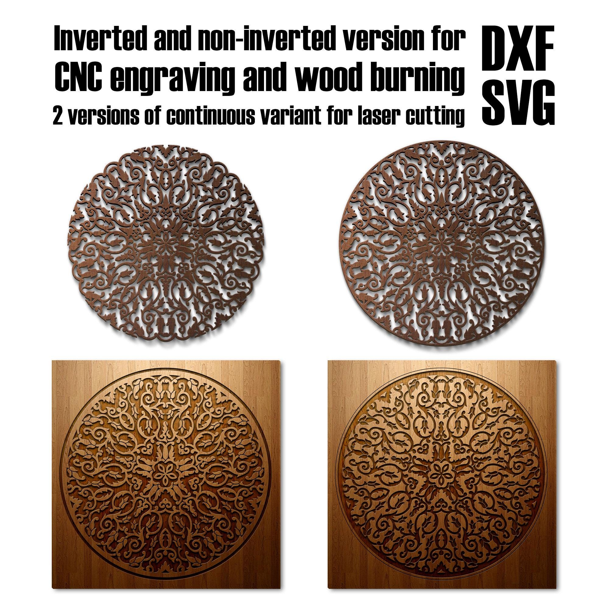 Circular Floral Pattern N15 Vector SVG and DXF, Based on Islamic Motifs for Laser Cutting, Wood ...