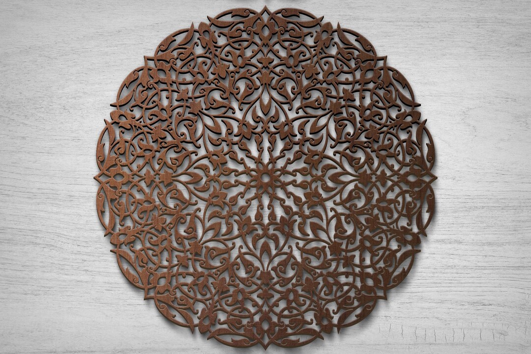 Circular Floral Pattern Vector SVG and DXF, Based on Islamic Motifs for ...