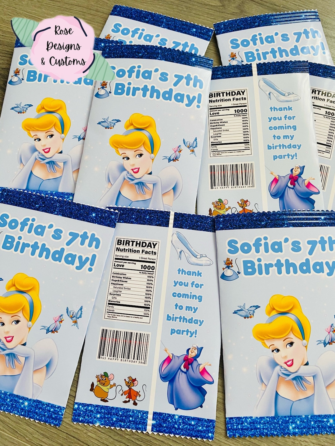 Cinderella Princess Birthday Chip Bags | Cinderella Princess Birthday ...
