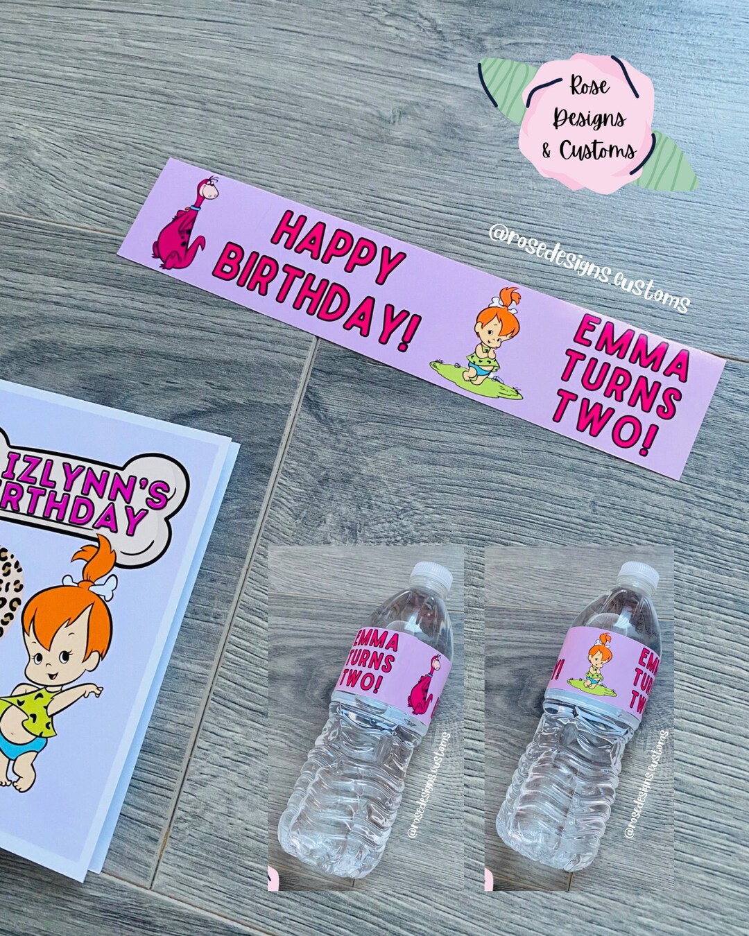 Pebbles Birthday Theme Water Bottle Labels | Pebbles Birthday Water ...