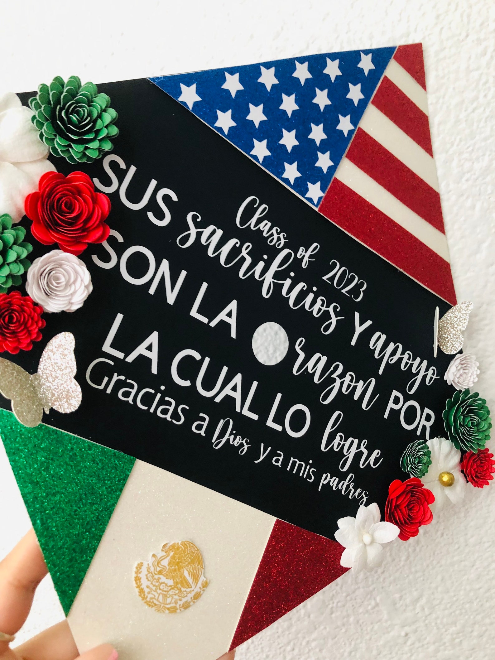 Mexico USA Flag Graduation Cap Mexican USA Flag Graduation - Etsy
