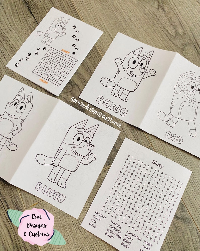 Bluey Theme Mini Coloring Books Bluey Birthday Party Decor - Etsy