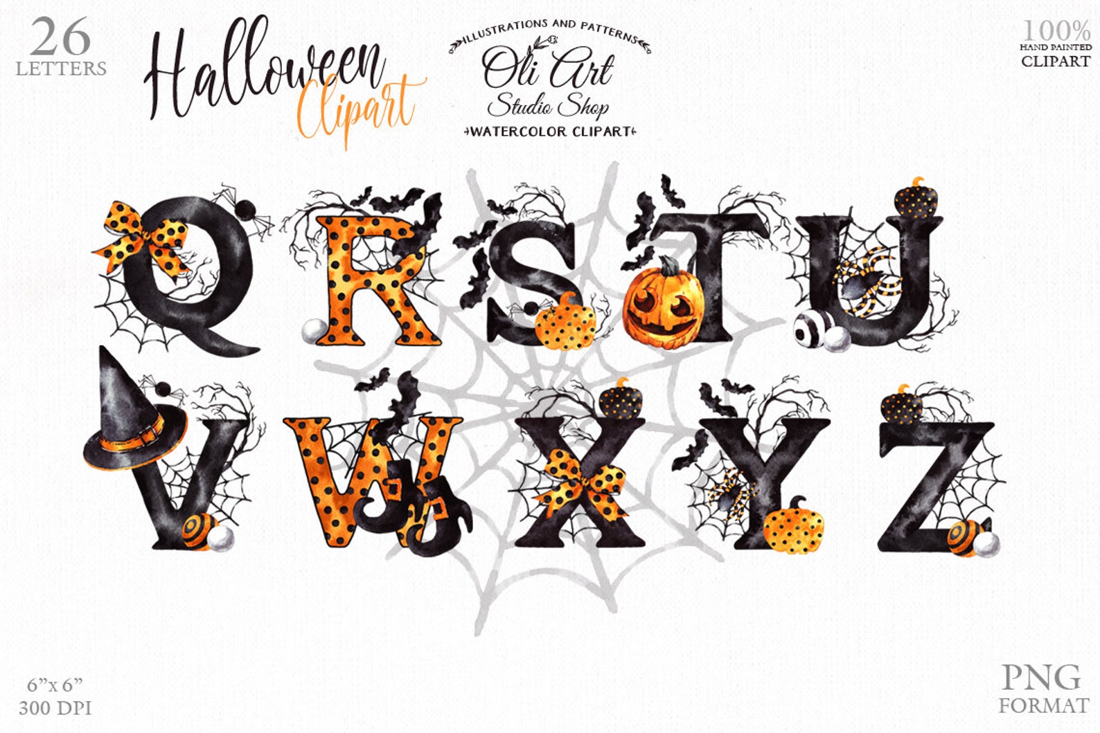 Halloween Alphabet Clipart. Digital Clipart Png Format. Happy | Etsy