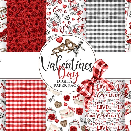 Digital Rustic Valentine Paper Pack INSTANT DOWNLOAD Scrapbook | Etsy