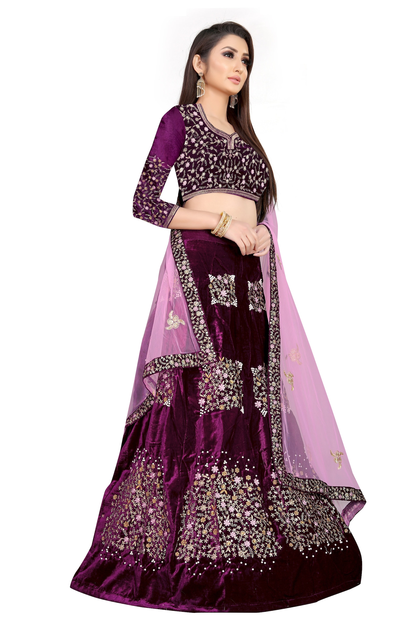 Wedding Party Wear Designer Lengha Purple Lehenga Choli | Etsy